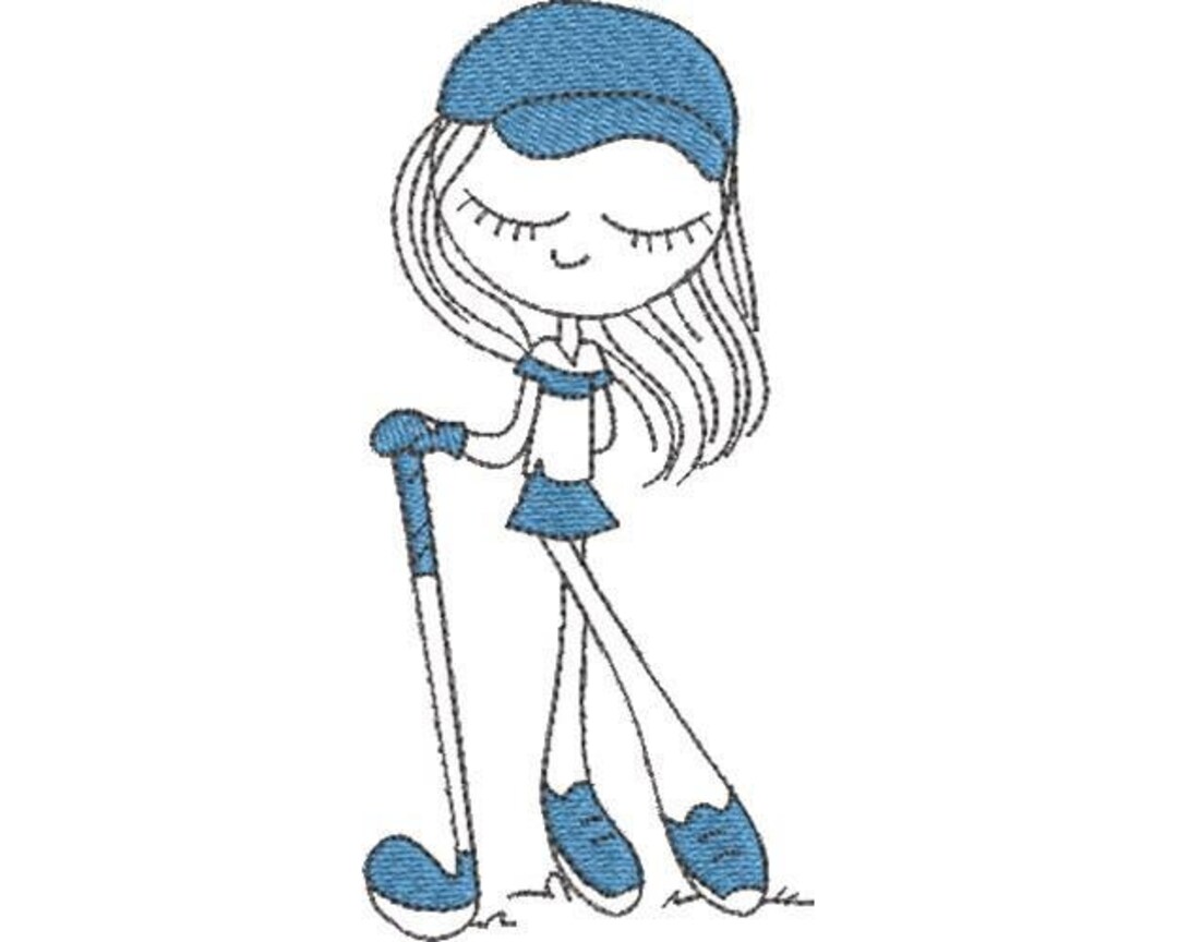 Lady Golfer - Machine Embroidery Design, Golf Player Girl Embroidery Pattern, Golf Putting Green ...