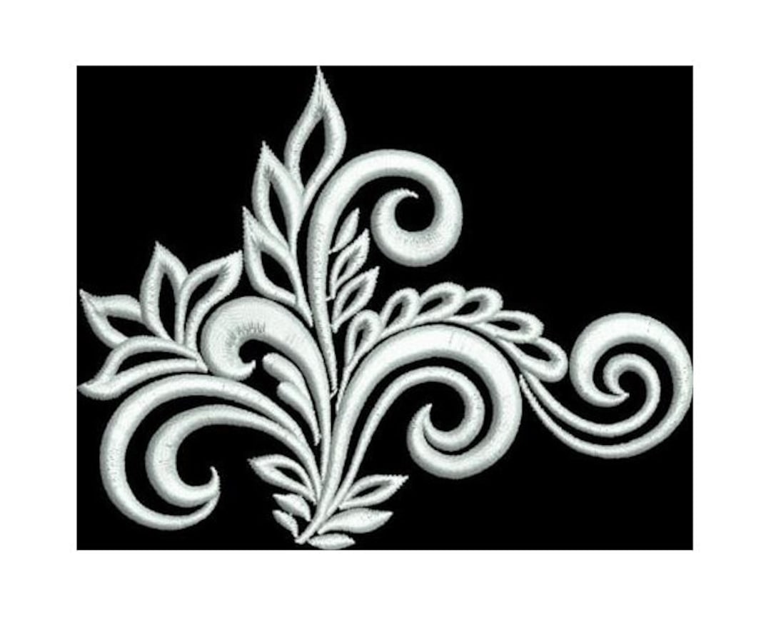 Sophisticated Swirl - Machine Embroidery Design, Flower Scroll Ornament ...