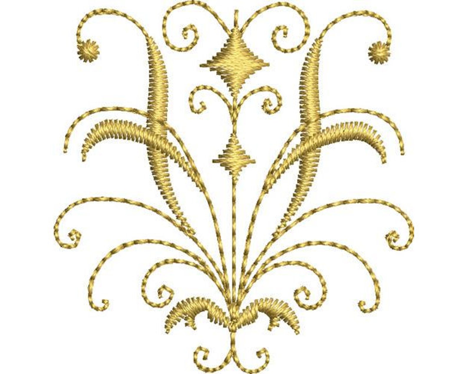 Miniature Gold Crest - Machine Embroidery Design, Golden Floral Crest ...