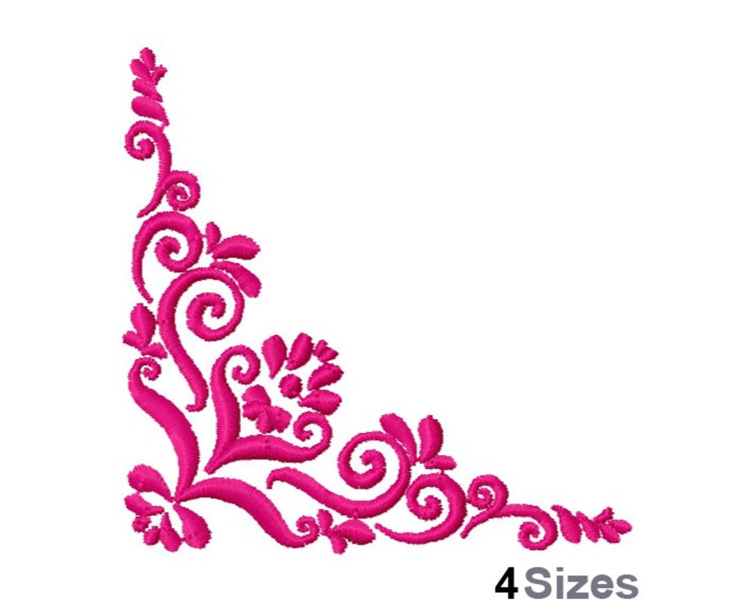 Corner Decor - Machine Embroidery Design - 4 Sizes, Decorated Corner ...