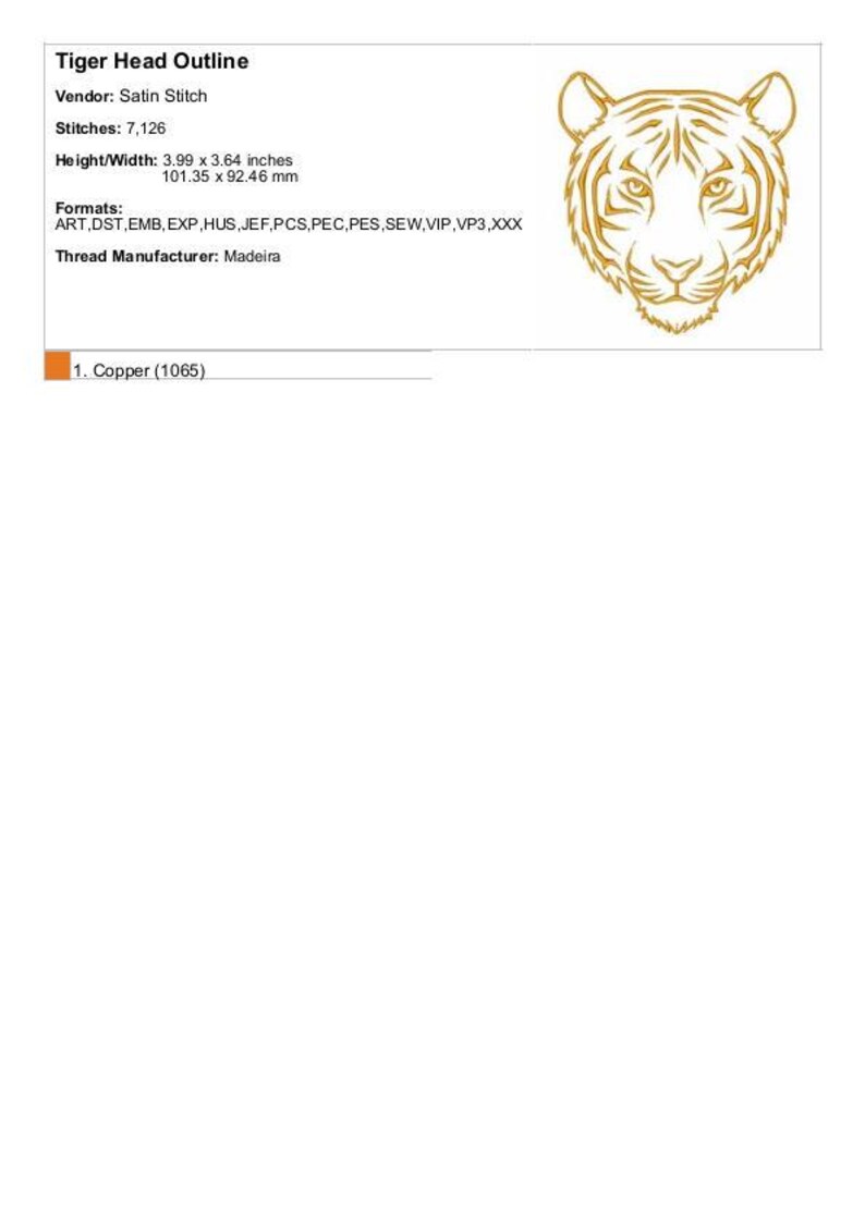 Tiger Face Outline Machine Embroidery Design Digital Download, Tiger ...