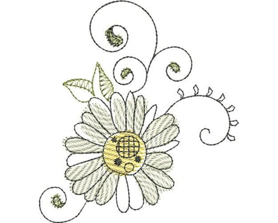 Watercolor Daisy - Machine Embroidery Design, Flower Embroidery Pattern ...