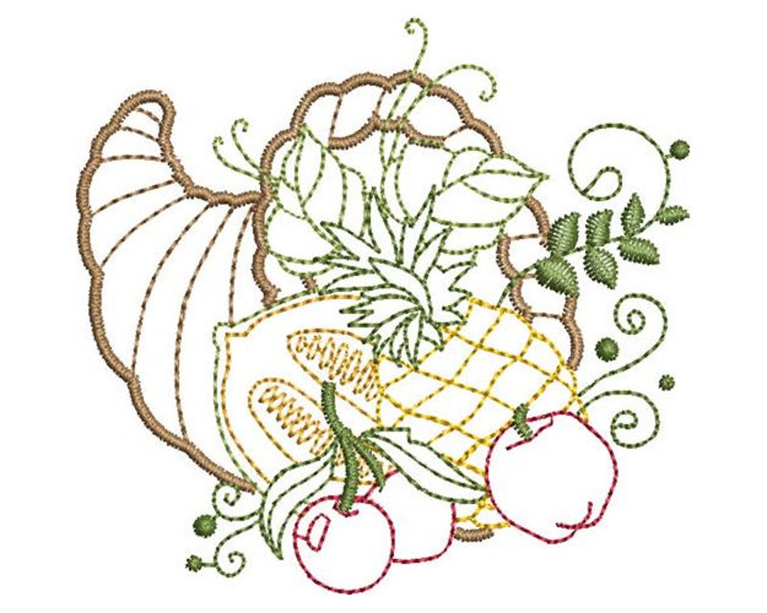 Cornucopia With Pineapple Machine Embroidery Design, Thanksgiving ...