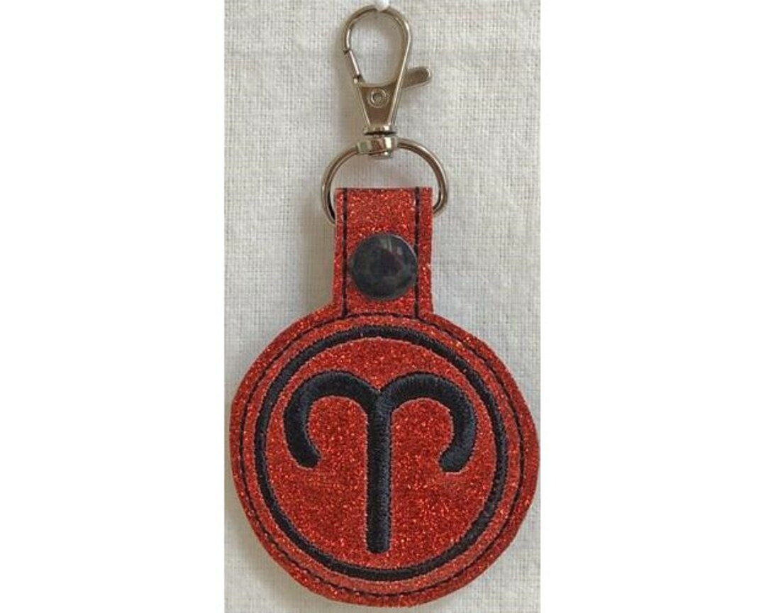 ITH Aries Key Fob - Machine Embroidery Design, in the Hoop Zodiac Icon ...