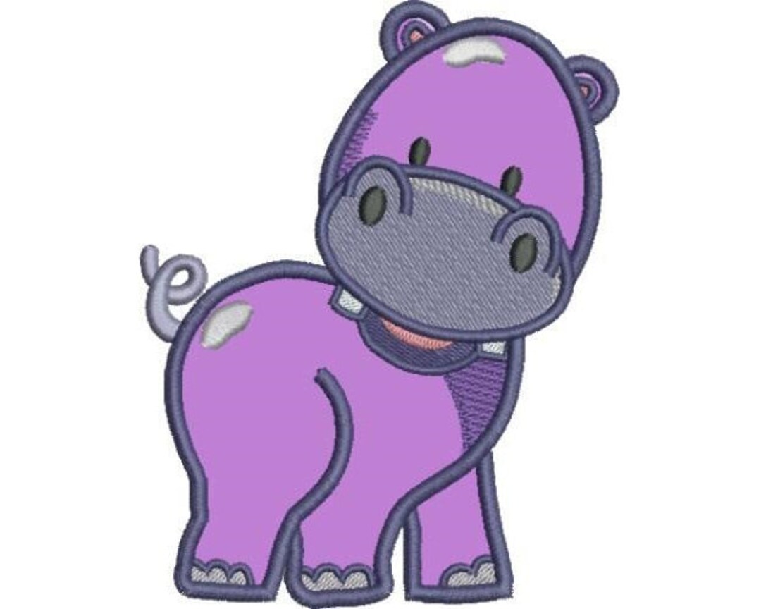 Applique Hippo Machine Embroidery Design Baby Hippopotamus - Etsy