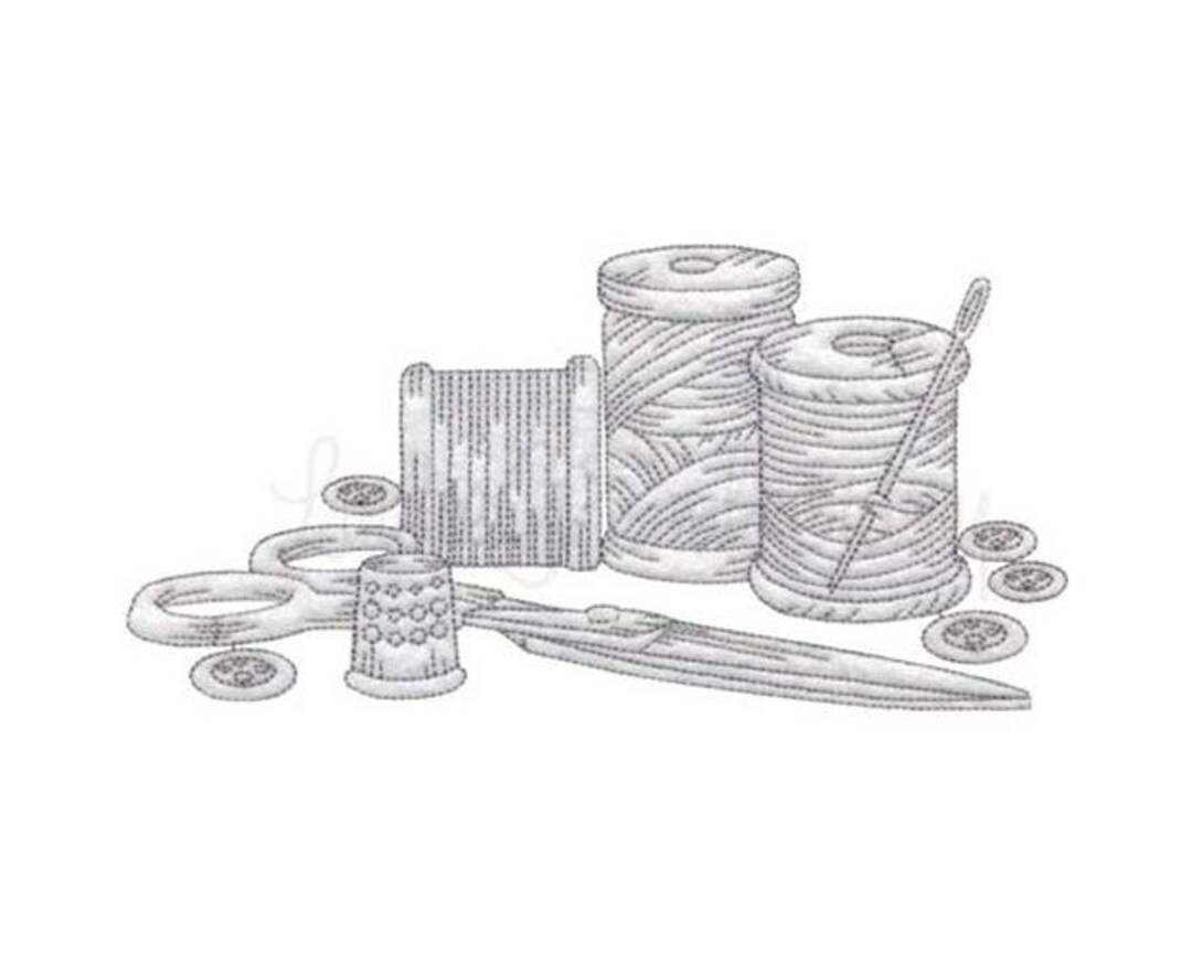 Vintage Sewing Notions Blackwork - Machine Embroidery Design, Sewing ...