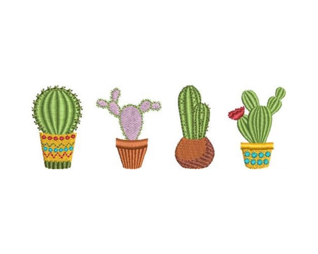 Mini Cactus Group - Machine Embroidery Design, Cactus Pots Embroidery ...
