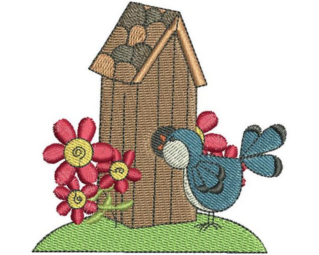 Shingled Roof Birdhouse - Machine Embroidery Design, Nest Box ...