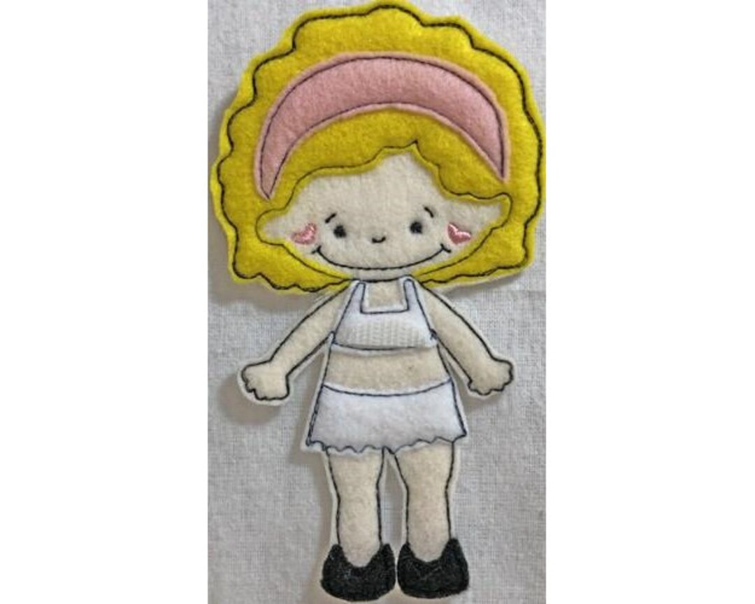 ITH Small Felt Paper Doll - Machine Embroidery Project Design, in the ...