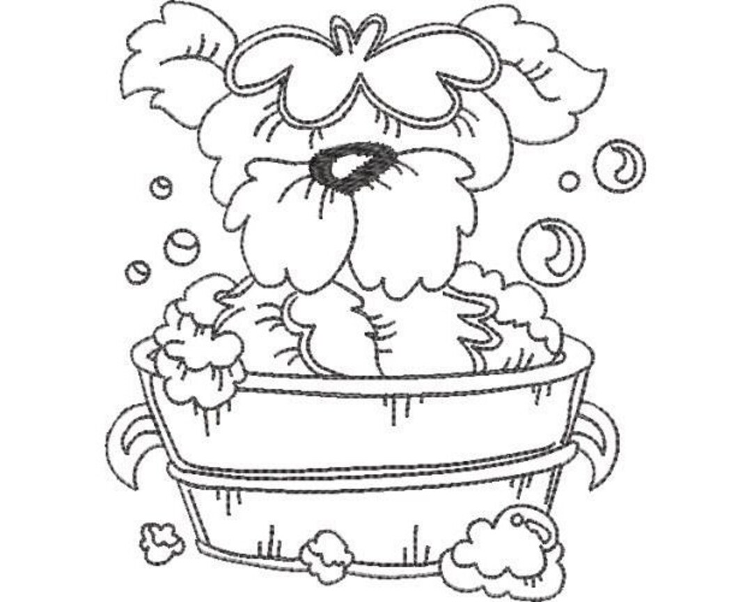 Dog Bath - Machine Embroidery Design, Bath Time Towel Caddy, Bubble ...