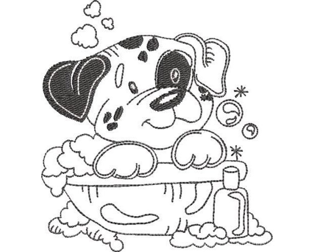Dog Bath Machine Embroidery Design, Bath Time Towel Caddy, Bubble Bath ...