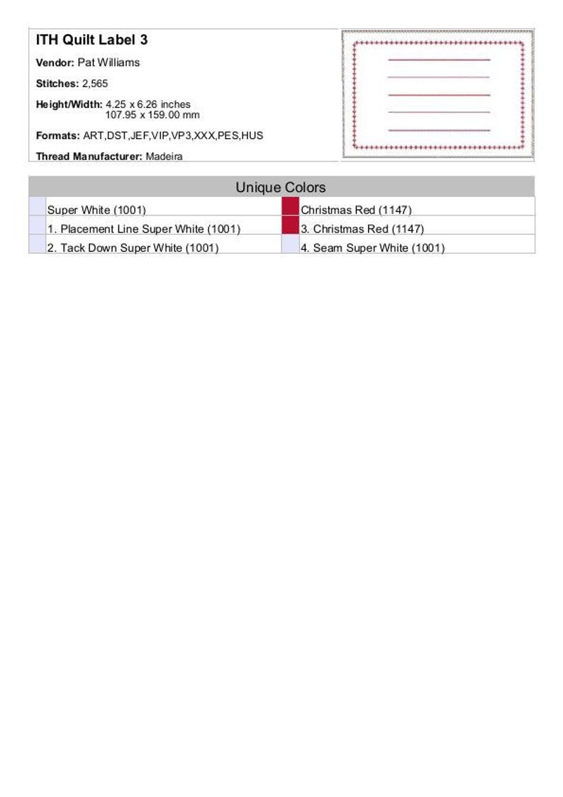 ITH Quilt Label Machine Embroidery Project Design in the - Etsy