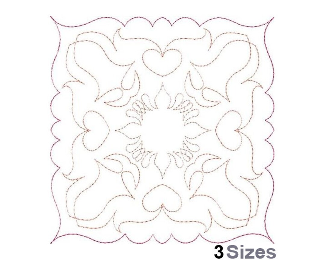 Pink Blossom Single Run Quilt Block - Machine Embroidery Design - 3 ...