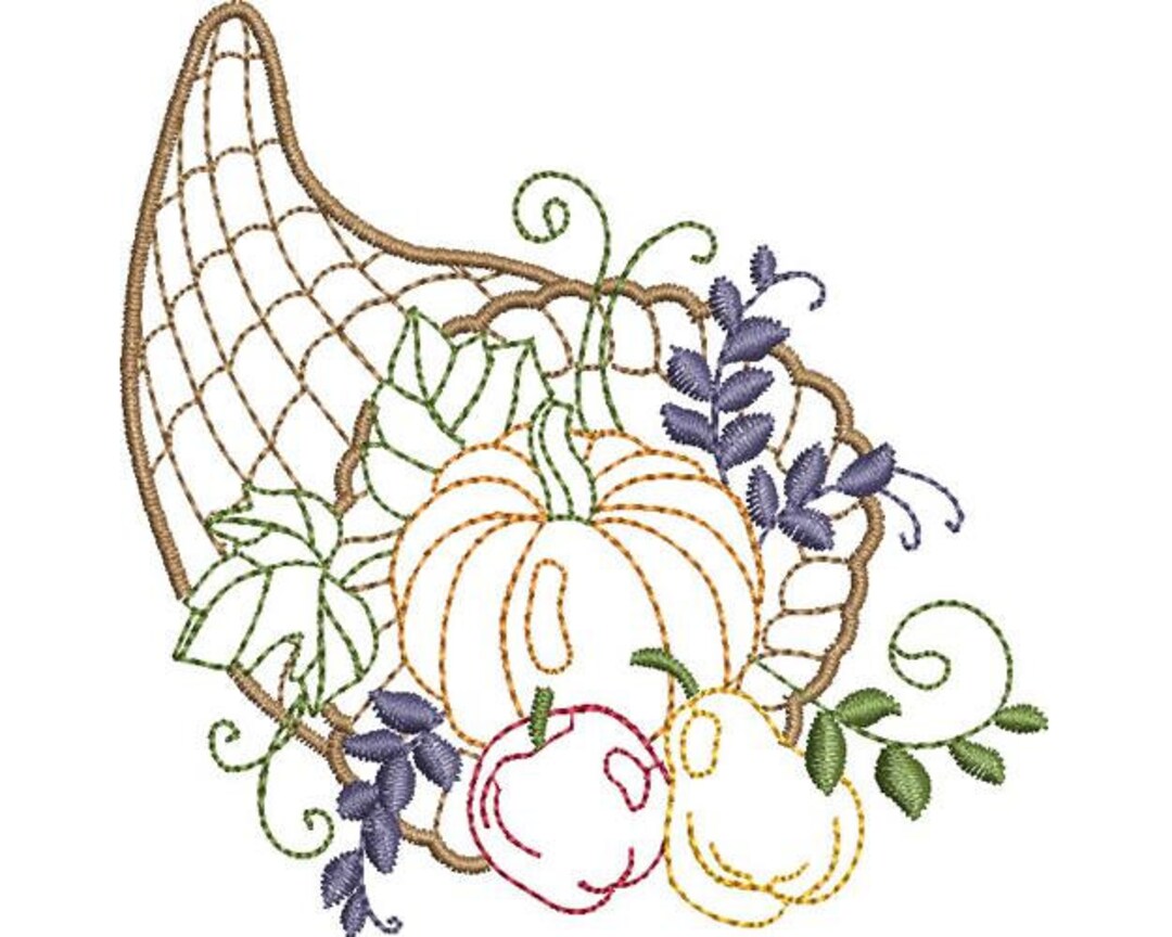 Thanksgiving Cornucopia - Machine Embroidery Design, Horn of Plenty ...
