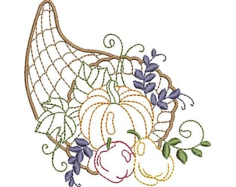 Cornucopia - Machine Embroidery Design, Horn of Plenty Embroidery ...