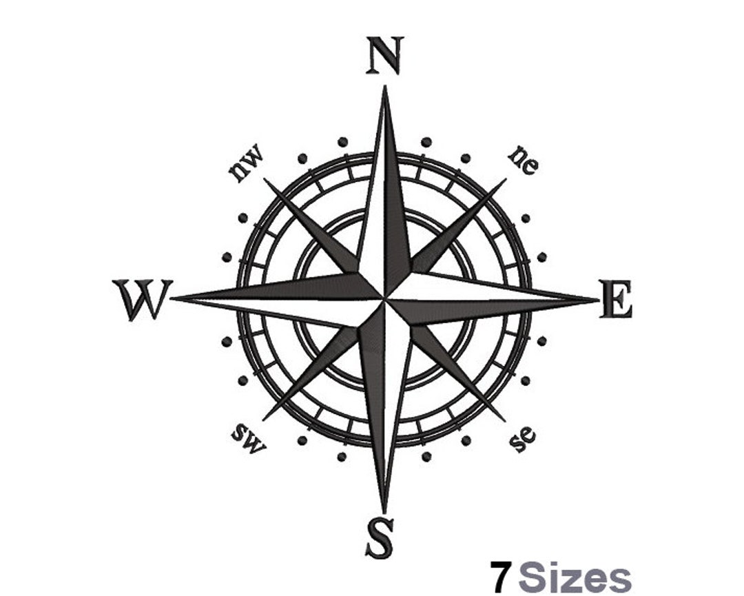 Compass - Machine Embroidery Design - 7 Sizes, Compass Rose Embroidery ...