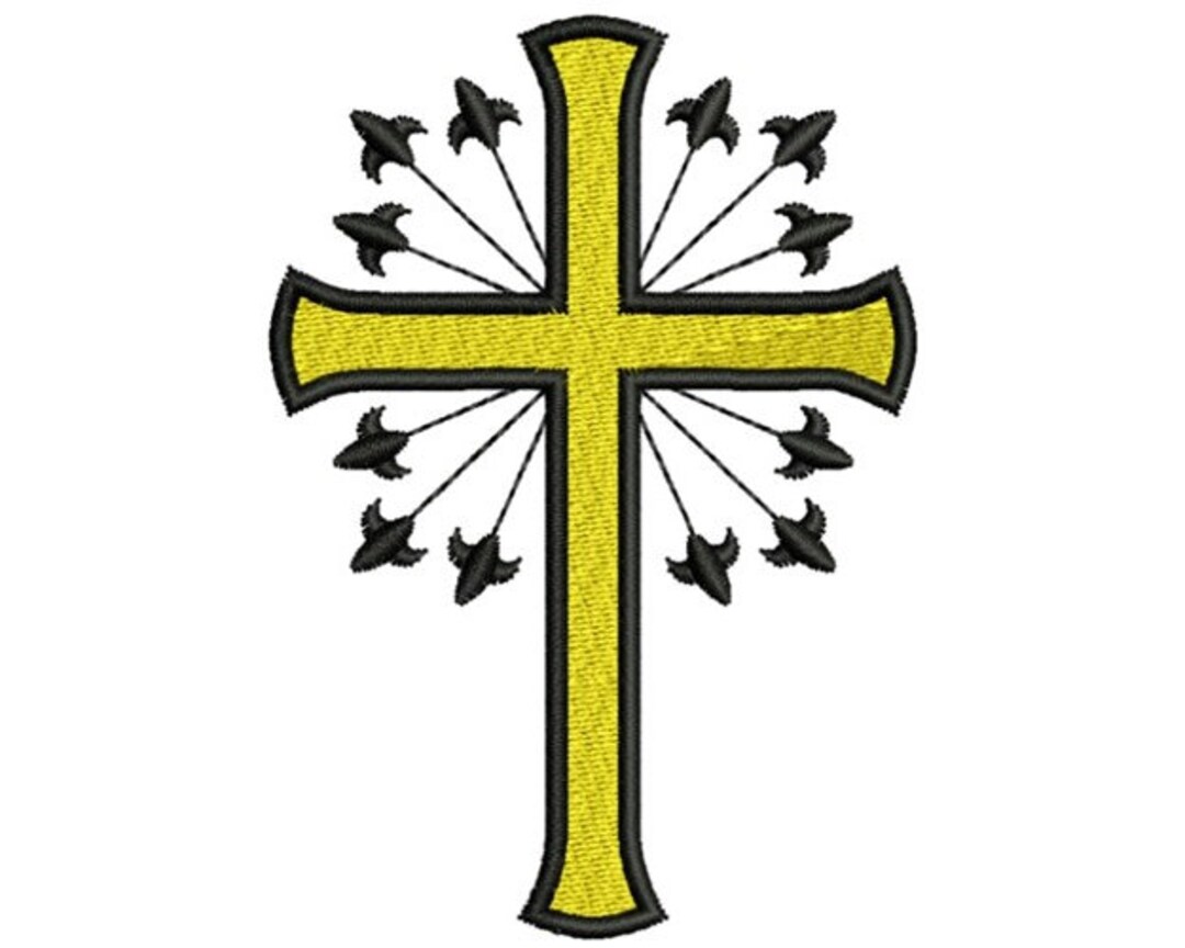 Christian Cross - Machine Embroidery Design, Fleur De Lis Cross ...