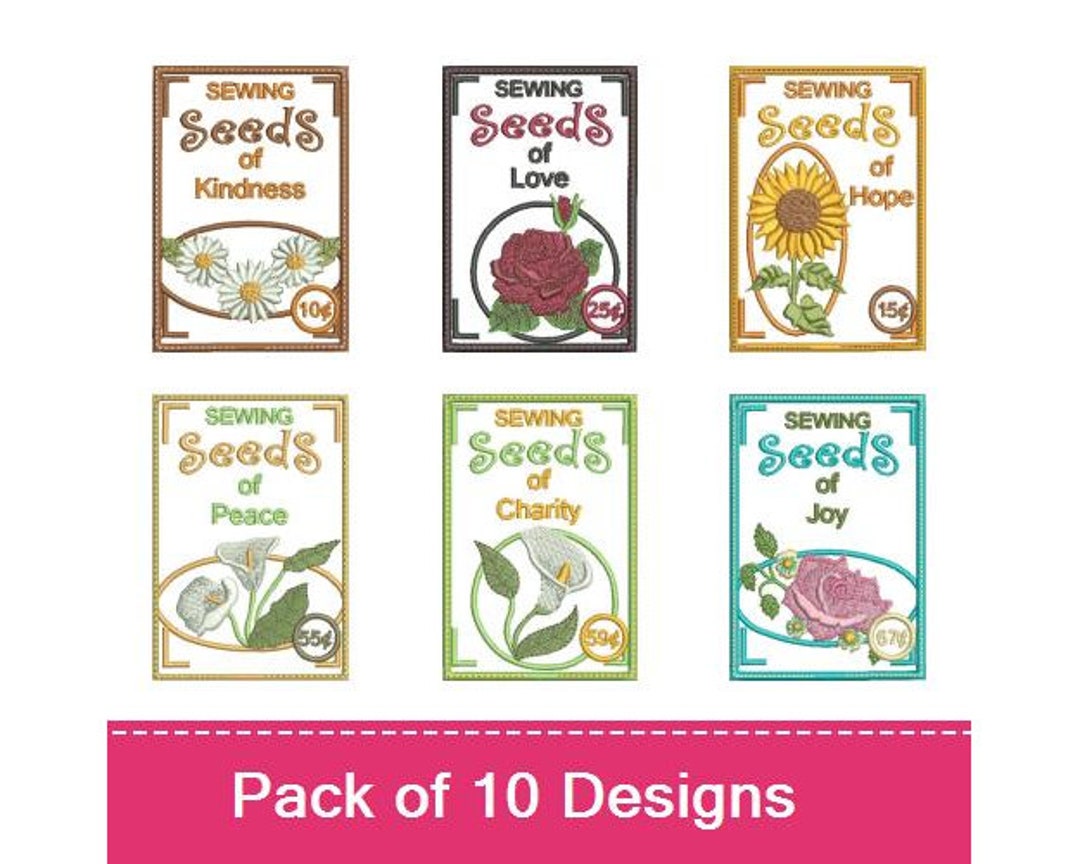 10 ITH Sewing Seeds Packets - Machine Embroidery Designs PACK, in the ...