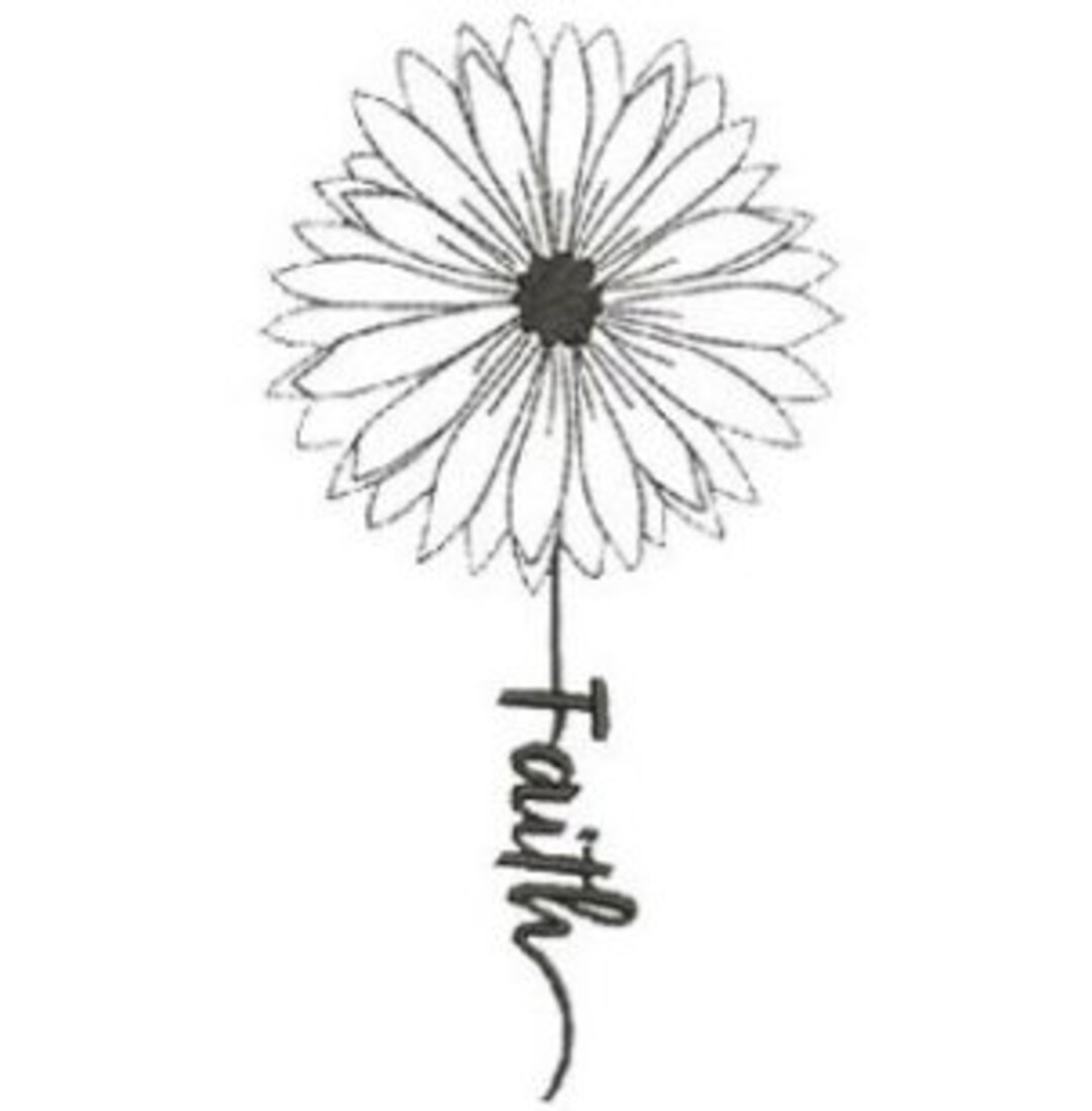 Faith With Heart Daisy - Machine Embroidery Design - 4 Sizes, Daisy ...
