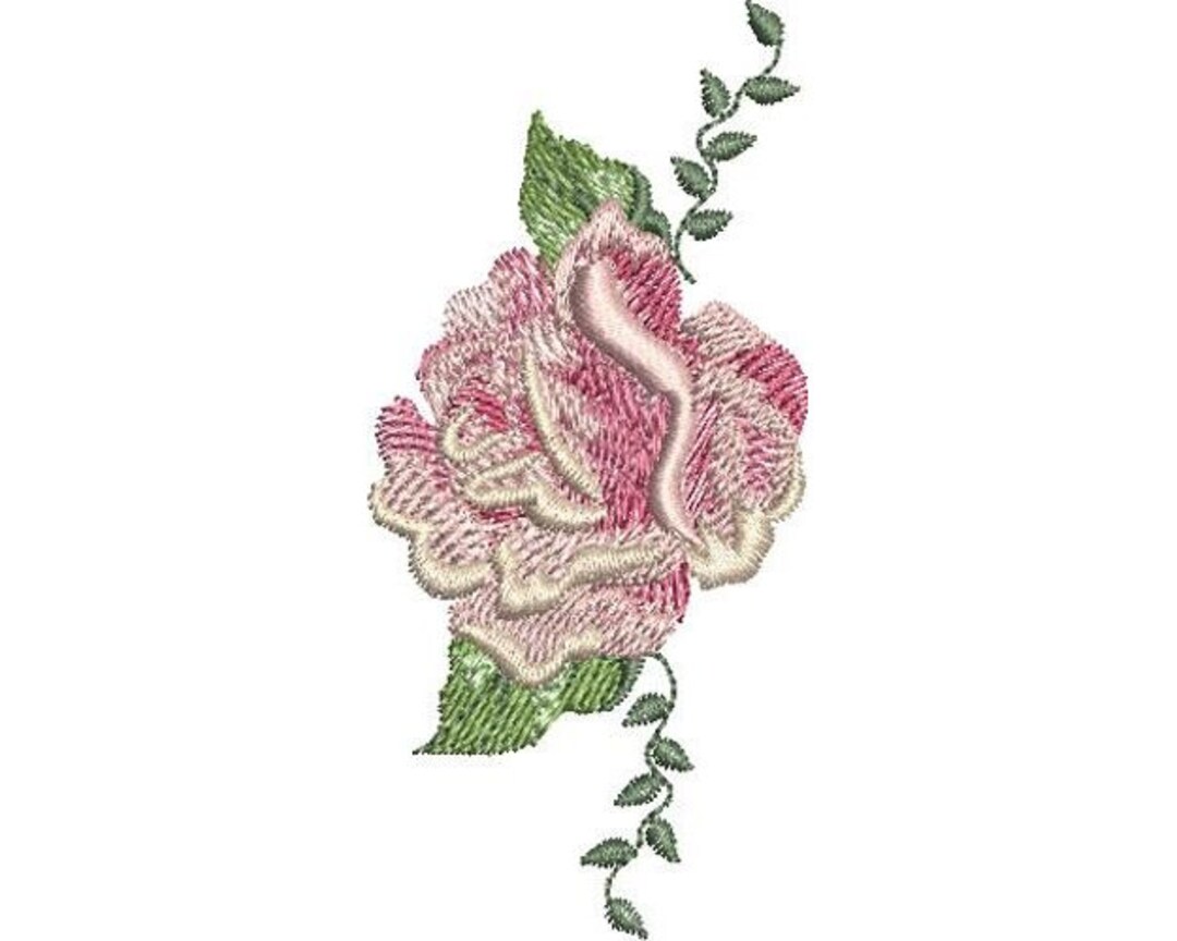 Harrington Vertical Single Rose - Machine Embroidery Design, Decorated ...