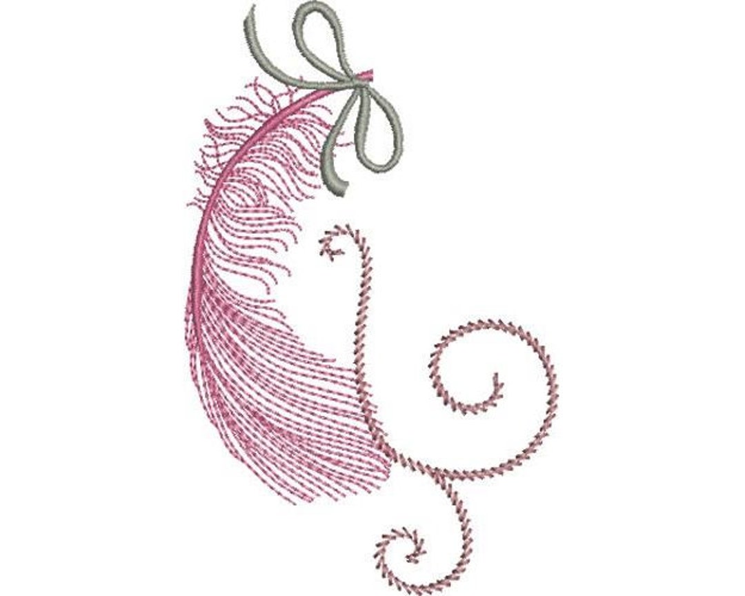 Floating Feather Machine Embroidery Design, Bird Feather Embroidery ...