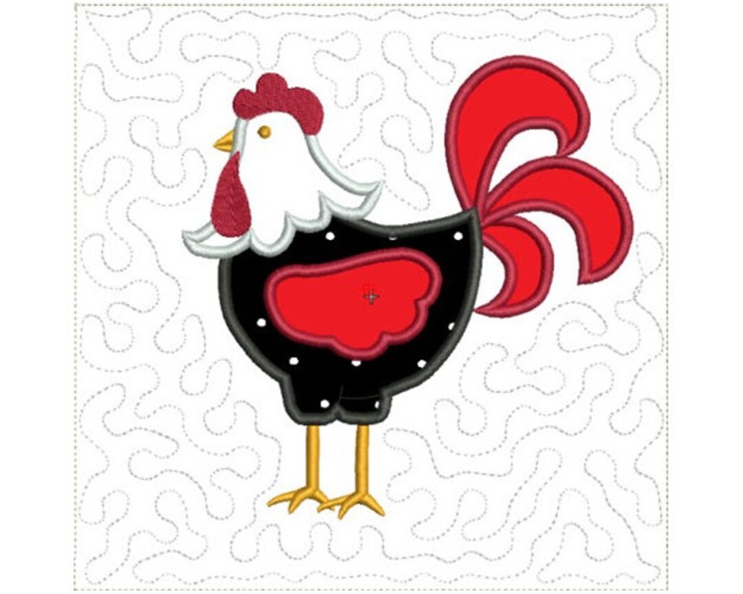 Rooster Feathers Quilt Block - Machine Embroidery Project Design, ITH ...
