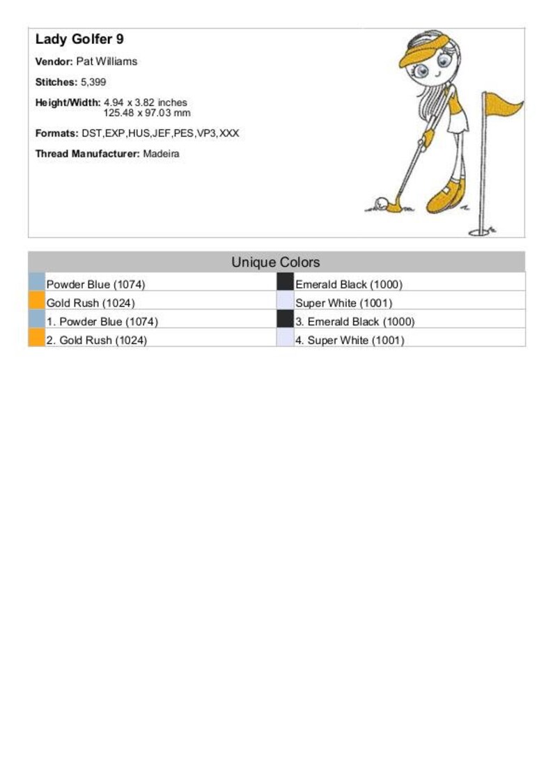 Lady Golfer Machine Embroidery Design Golf Player Girl - Etsy