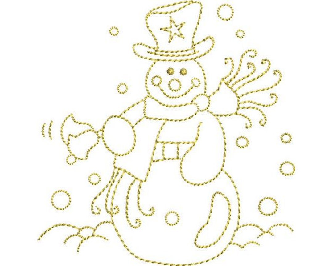 Golden Snowman Machine Embroidery Design, Winter Snowman Embroidery ...