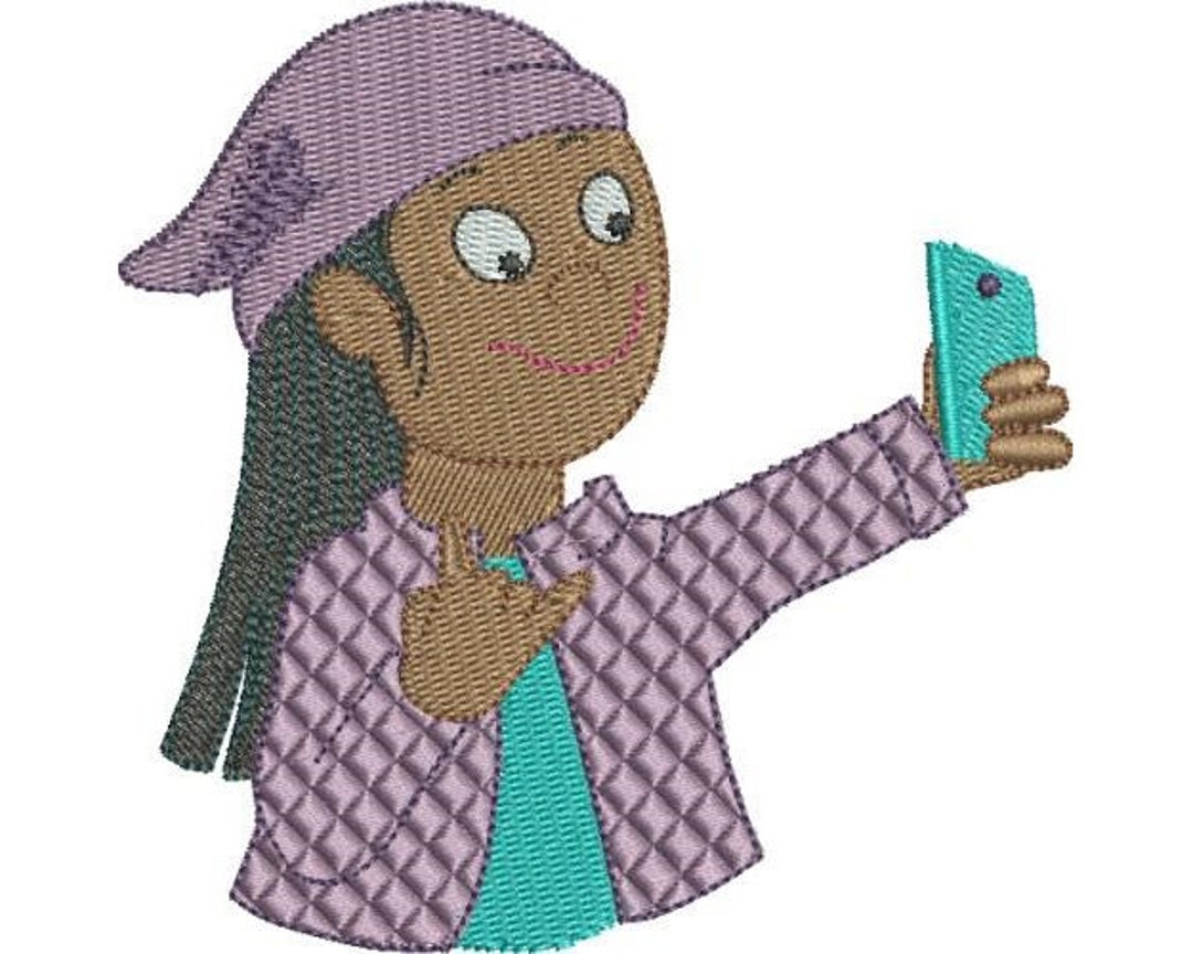 Selfie Girl - Machine Embroidery Design, Young Lady Taking Selfie ...