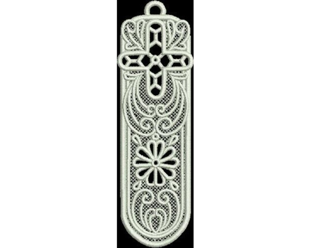 FSL Flower Cross Bookmark Machine Embroidery Design, Freestanding Lace ...