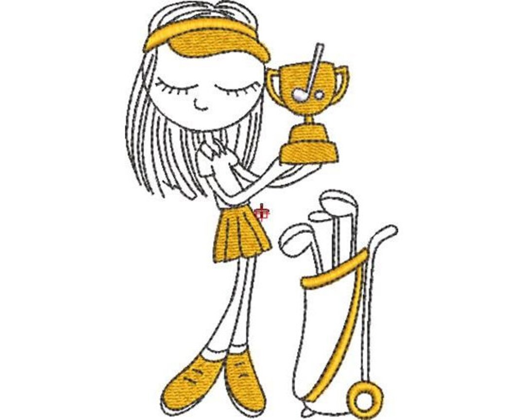Lady Golfer - Machine Embroidery Design, Champion Golf Player Girl ...