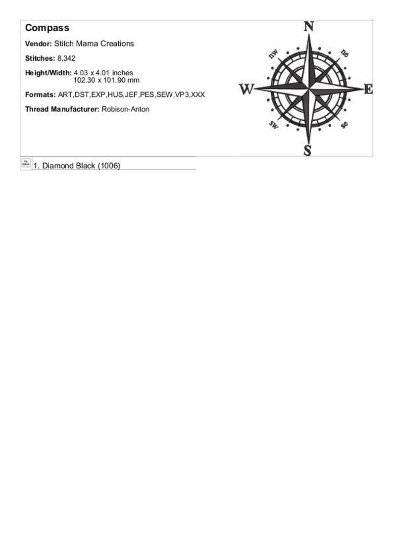 Compass - Machine Embroidery Design - 7 Sizes, Compass Rose Embroidery ...