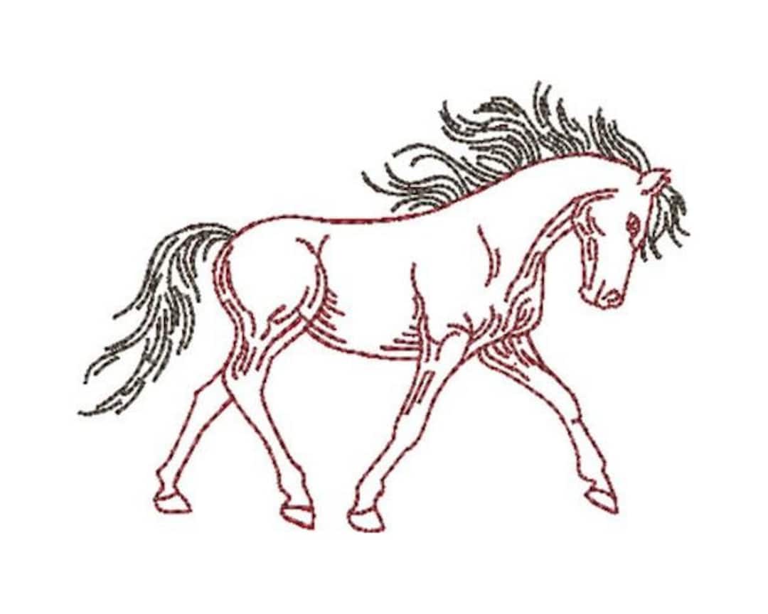 Horse Outline - Machine Embroidery Design, Stallion Outline Embroidery ...