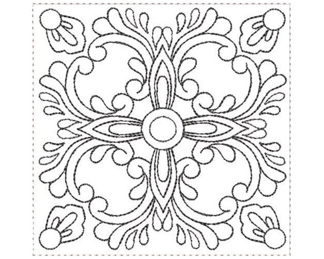 ITH Painted Tile Quilt Block Machine Embroidery Design, in the Hoop ...