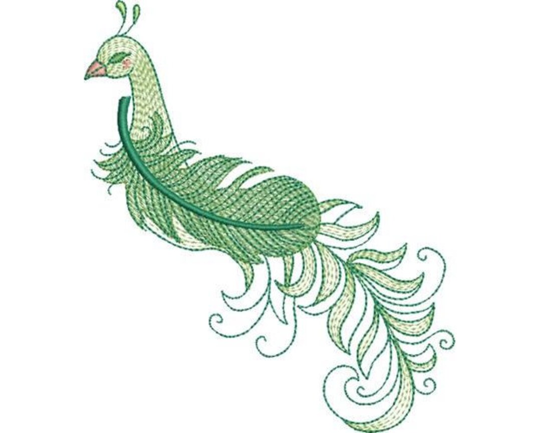 Barroco Peacock - Machine Embroidery Design, Green Peacock Embroidery ...