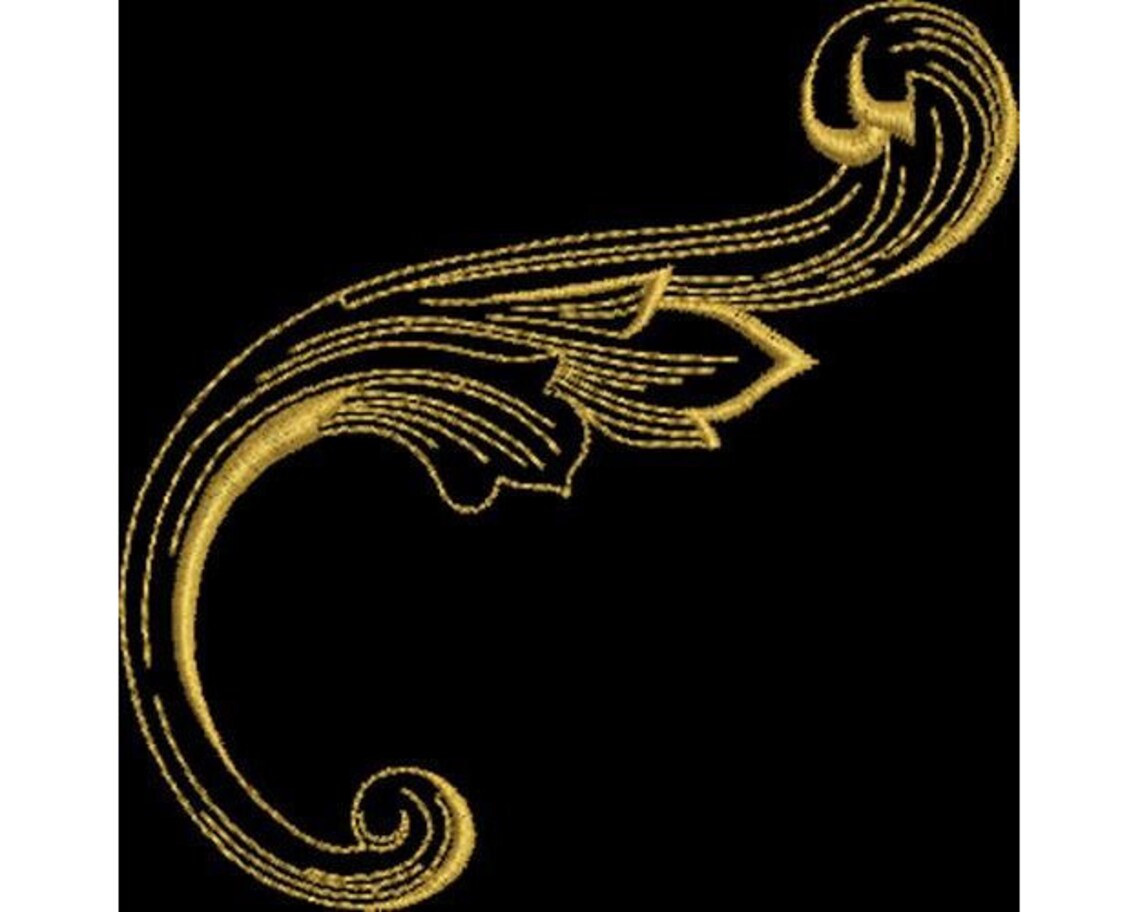 Metallic Baroque Element - Machine Embroidery Design, Metallic ...