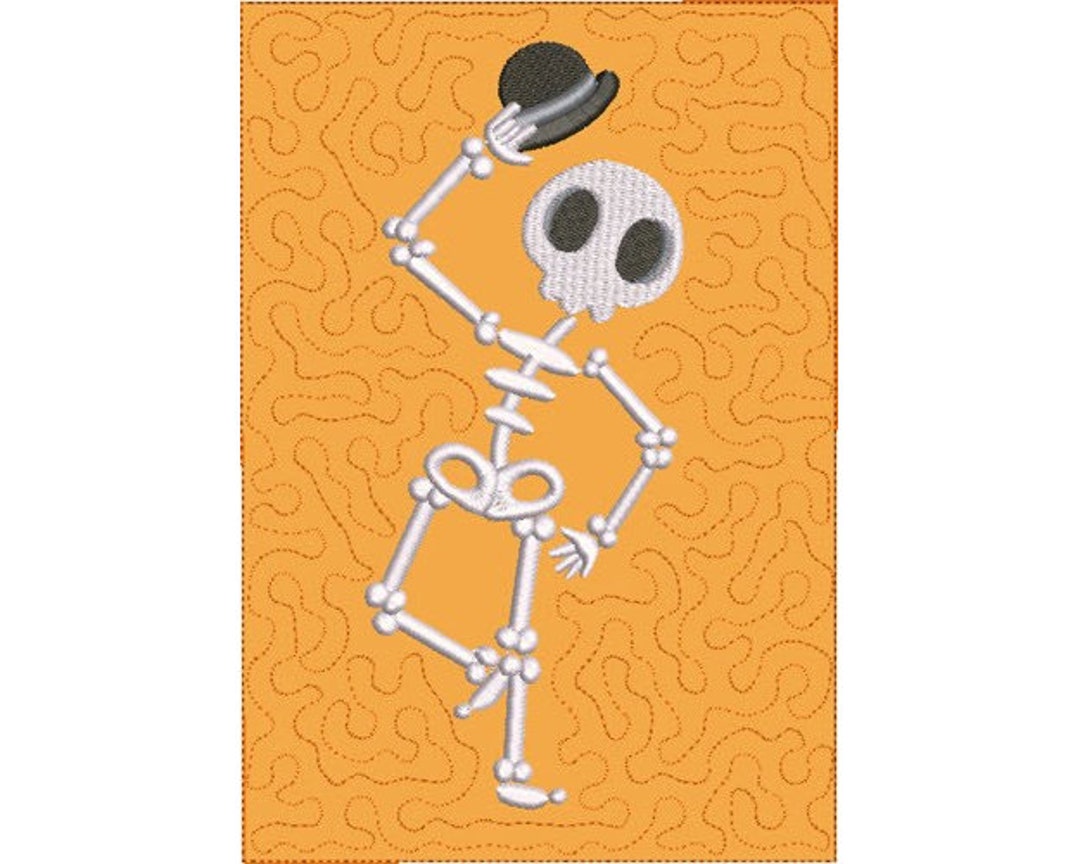 Dancing Skeleton Quilt Block Machine Embroidery Design, Halloween ...