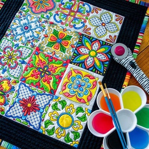 ITH Painted Tile Quilt Block Machine Embroidery Design, in the Hoop ...
