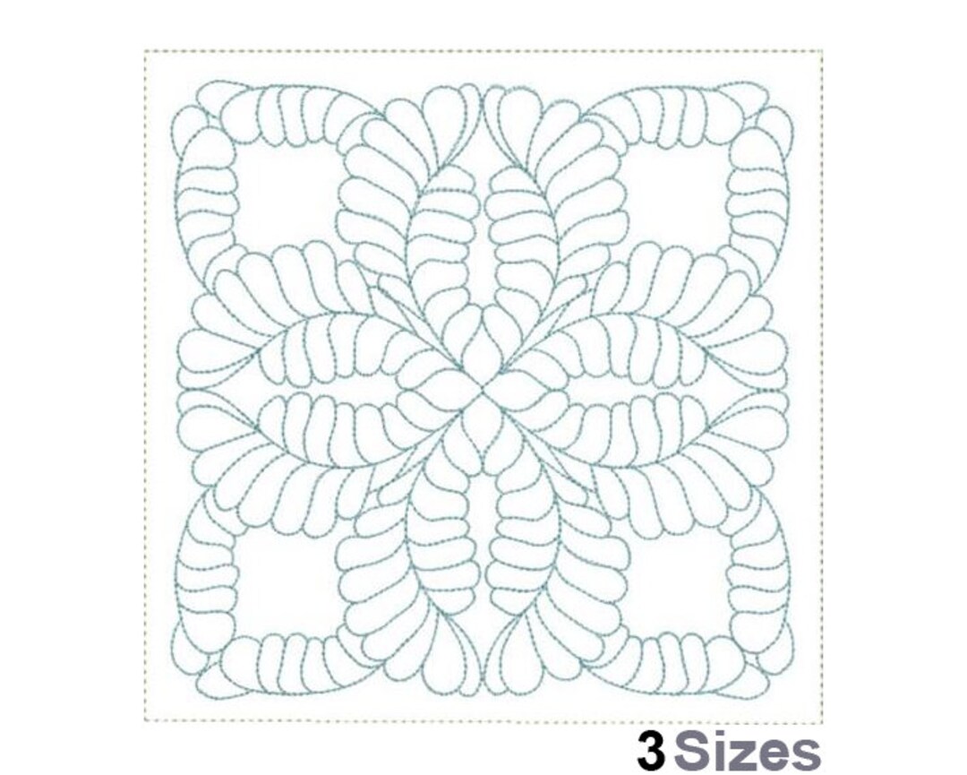 ITH Feathered Filler Quilt Block - Machine Embroidery Design - 3 Sizes ...