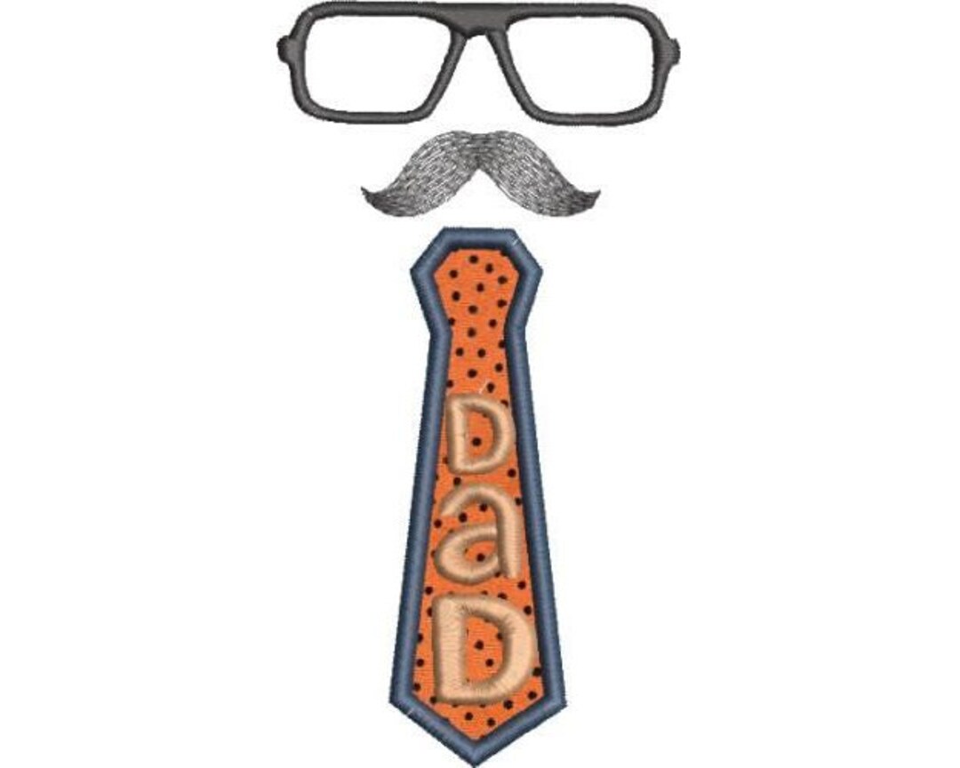 Dad Applique - Machine Embroidery Design, Man Glasses Mustache and Tie ...