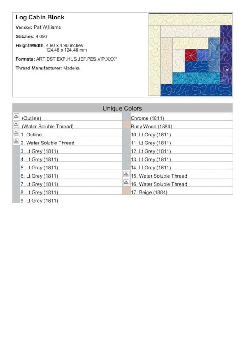 ITH Log Cabin Quilt Block -machine Embroidery Project Design, in the ...