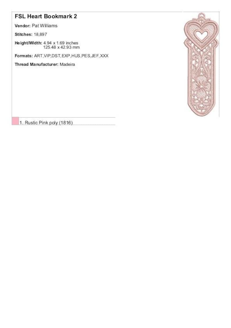 FSL Heart Bookmark - Machine Embroidery Design, Freestanding Lace ...
