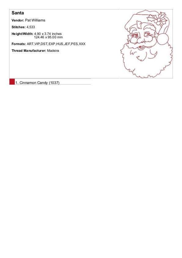 Santa Claus Redwork Quilt Block - Machine Embroidery Design, Happy ...