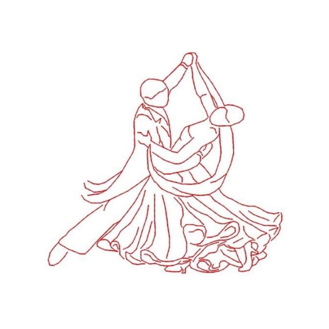 Ballroom Dancers Outline Silhouette Machine Embroidery Design - 5 Sizes ...