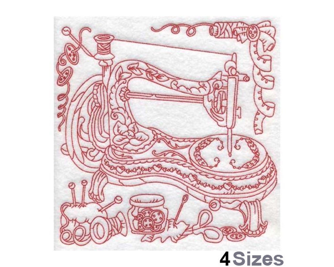 Vintage Sewing Machine (5.8-in) - Machine Embroidery Design - 4 Sizes ...