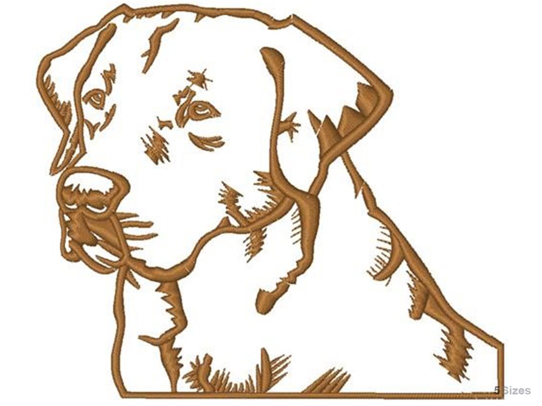 Labrador Retriever Head Outline Machine Embroidery Design, Dog Head ...