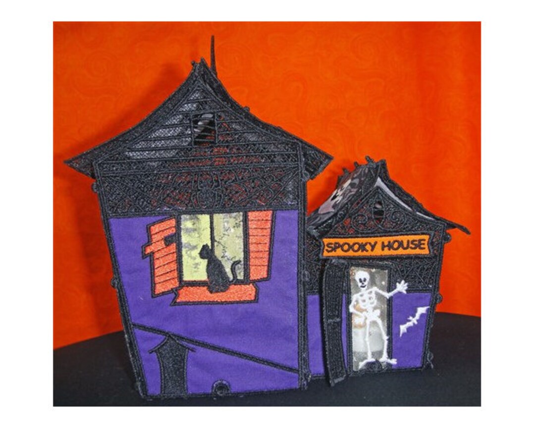 FSL 3D Spooky Haunted House - Machine Embroidery Design, Freestanding ...