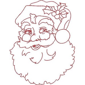 Santa Claus Redwork Quilt Block - Machine Embroidery Design, Happy ...