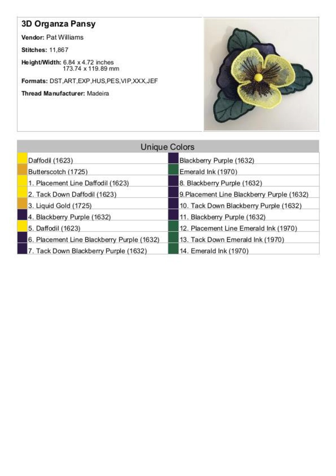 3D Organza Pansy - Machine Embroidery Design - 2 Sizes - Etsy