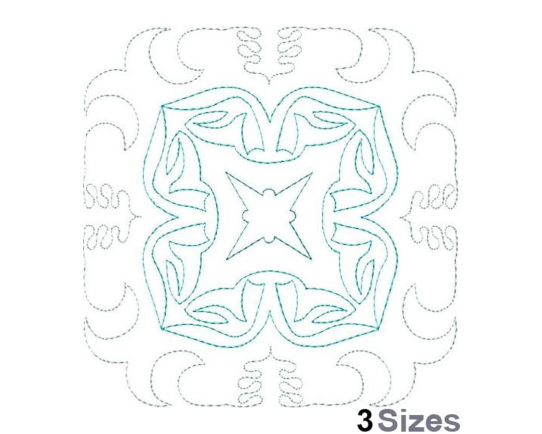 Blue Diamond Single Run Quilt Block - Machine Embroidery Design - 3 ...